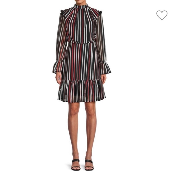 Area Stars | Dresses | Area Stars Mock Neck Flounce Hem Striped Midi ...